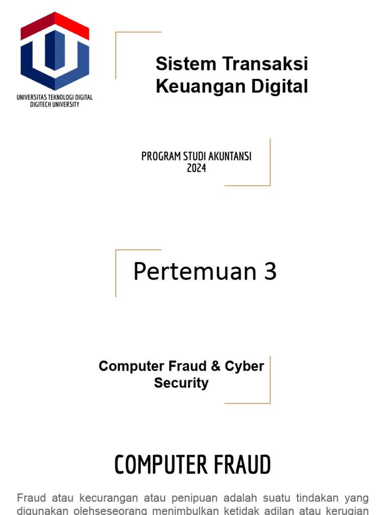 Pertemuan 3. Computer Fraud & Cyber Security | PDF | Komputer