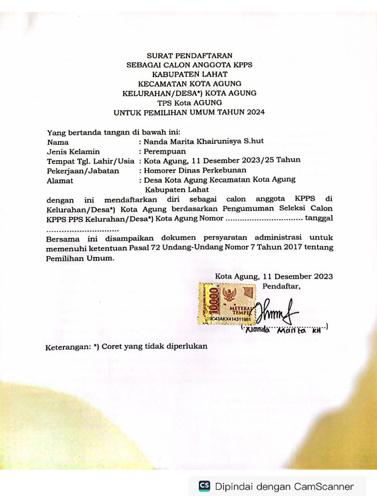 Surat Pendaftaran | PDF