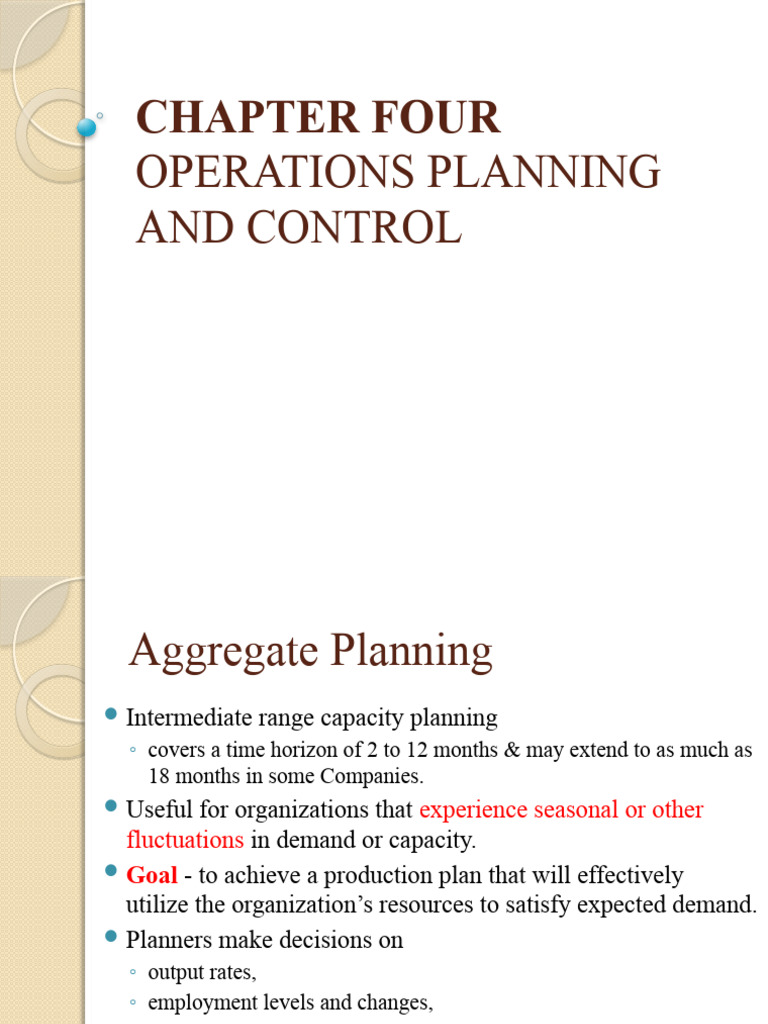 CHAPTER FOUR Operations Planning and Control | PDF | Scheduling ...