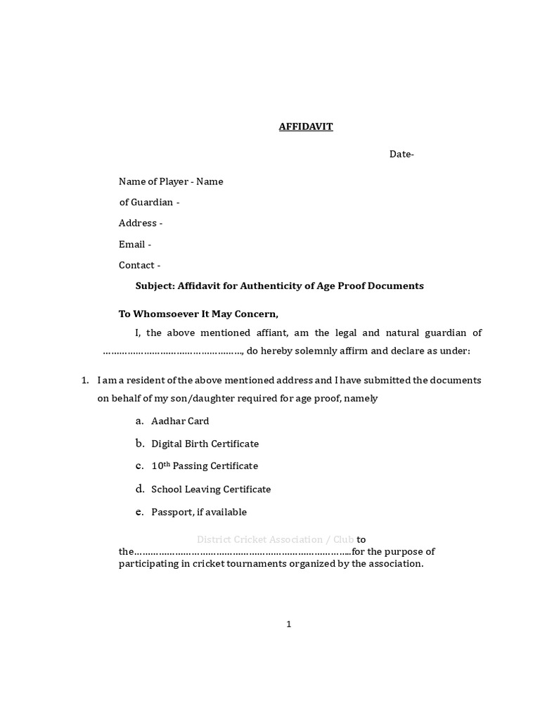 Player Affidavit | PDF | Affidavit | Common Law Player Affidavit | PDF | Affidavit | Common Law