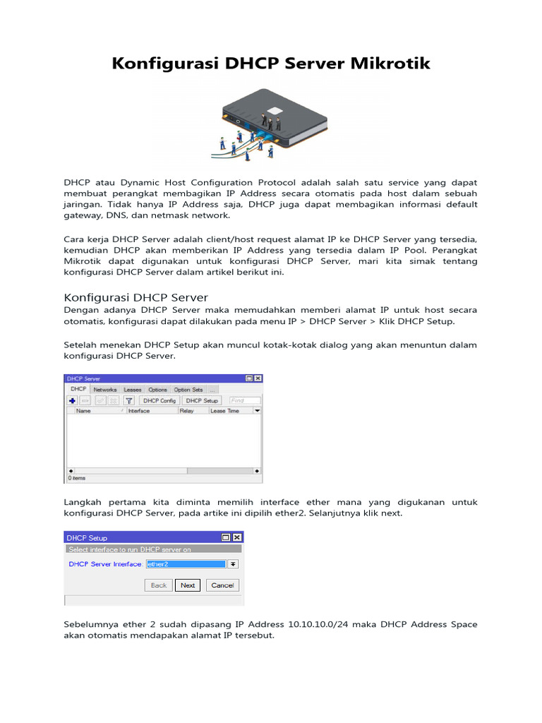 Konfigurasi DHCP Server Mikrotik | PDF