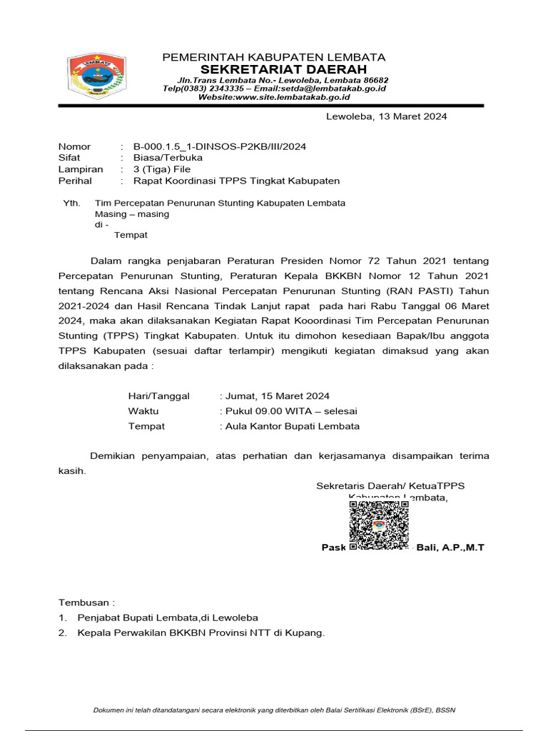 Surat Tpps Kab 2024 | PDF