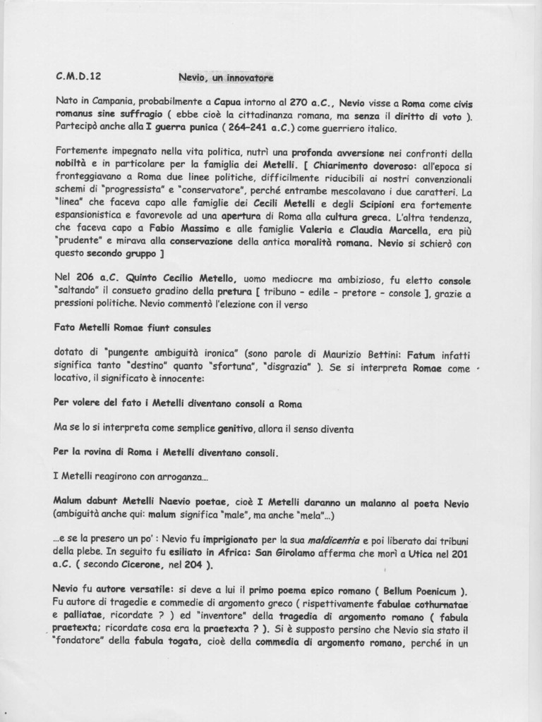 Nevio Letteratura Latina | PDF