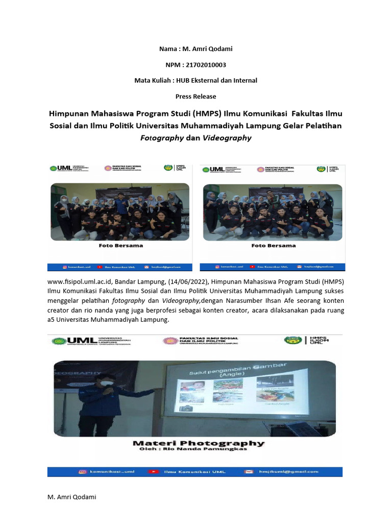 contoh tugas hub eksternal dan internal | PDF