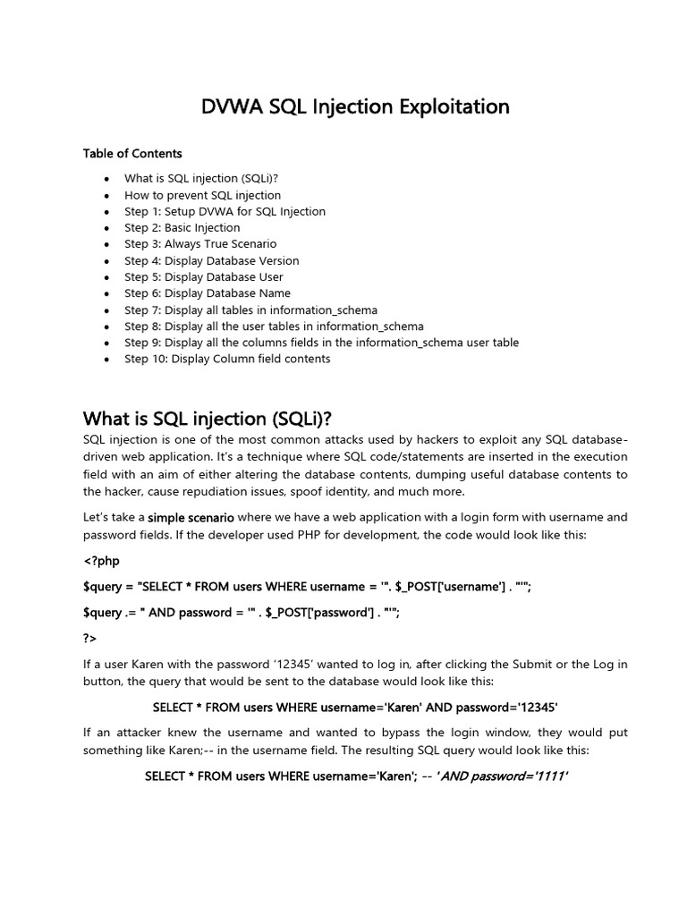Dvwa SQL Injection Lab | PDF | Data Management Software | Computing
