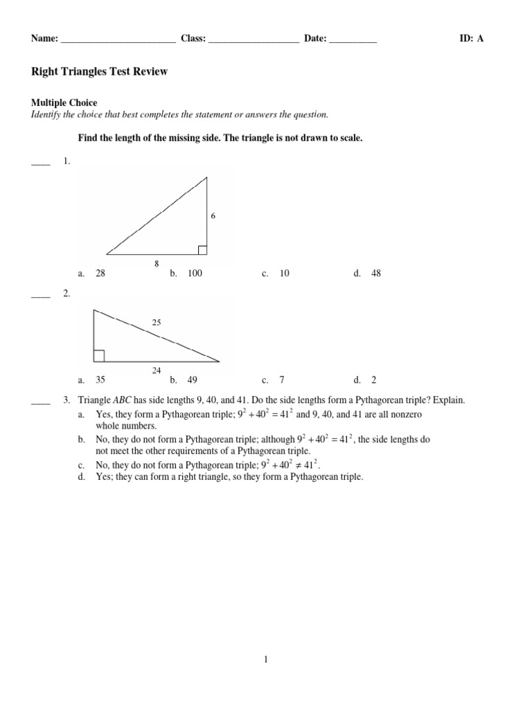 ExamView - Right - Triangle - Test - Review 2 | PDF | Trigonometric ...