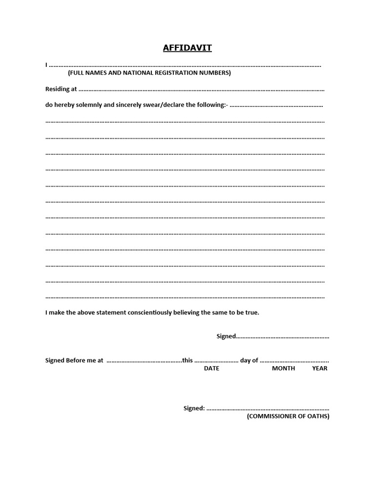 Affidavit Form | PDF