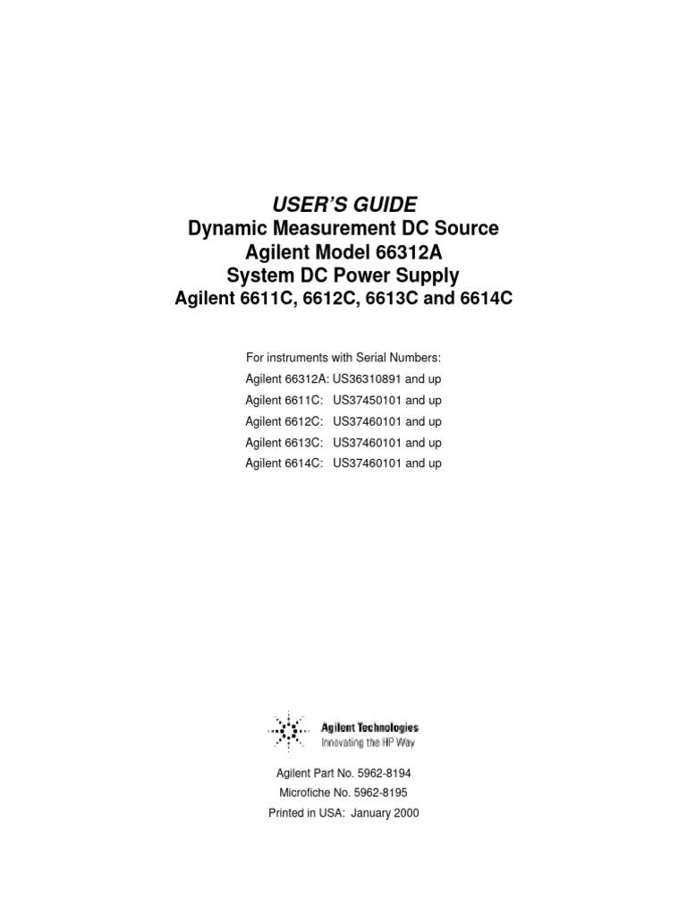 Agilent 66312c User Guide | PDF | Fuse (Electrical) | Alternating Current