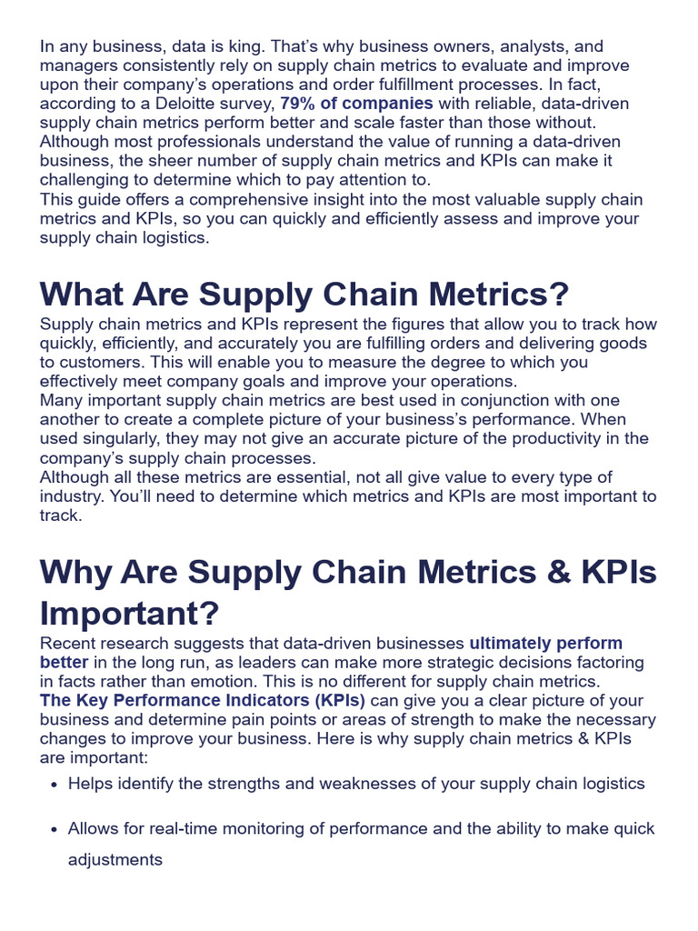 A Comprehensive Guide To Supply Chain Metrics & KPIs - Klipfolio Part 1 ...