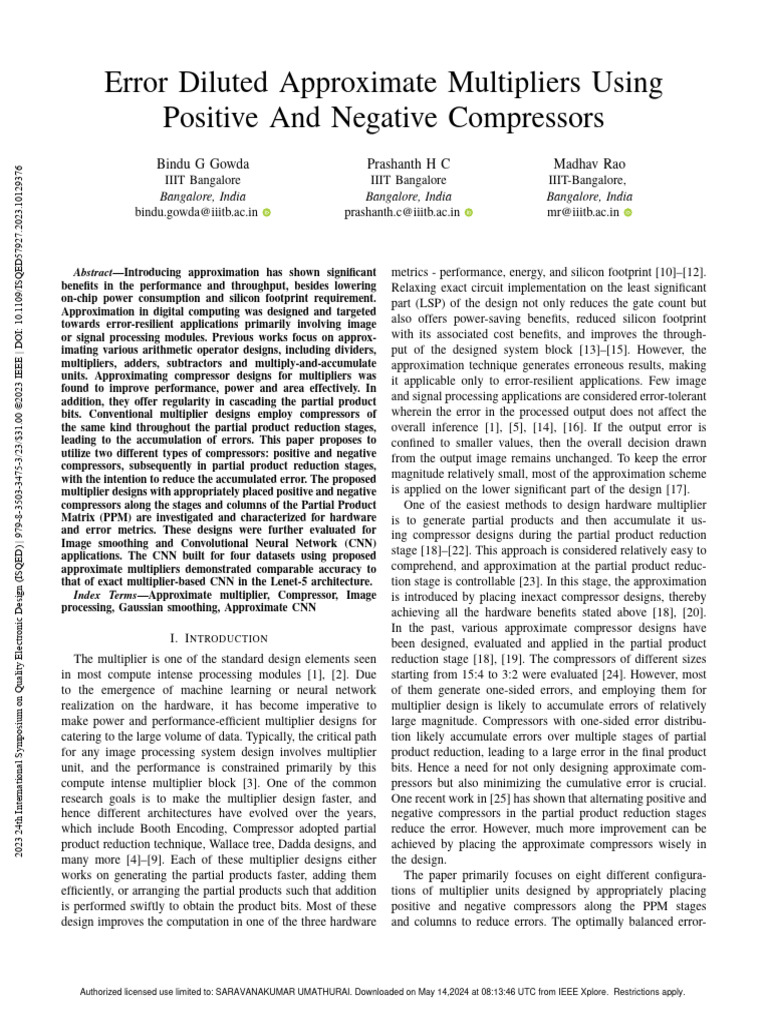 Error-Reducing Compressors for Multipliers | PDF | Computer Engineering ...