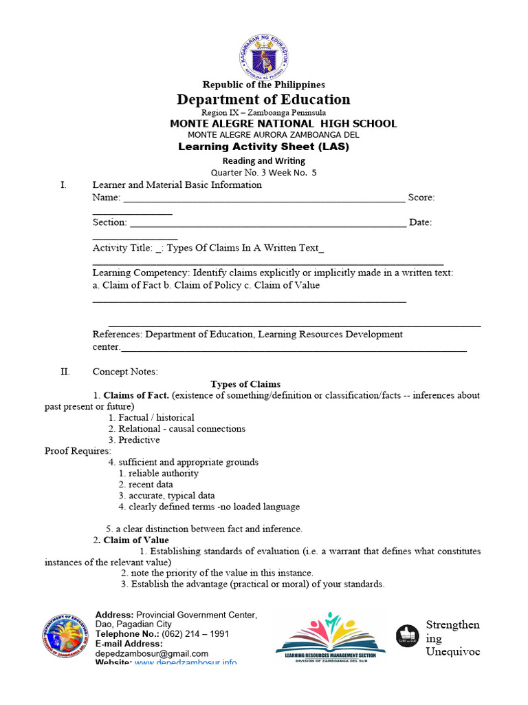 LAS-TEMPLATE-Reading and writing-Version-4-SONIA | PDF | Policy ...