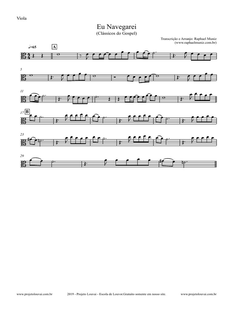Partituras Gratis Da Musica Eu Navegarei para Viola de Arco Dos ...