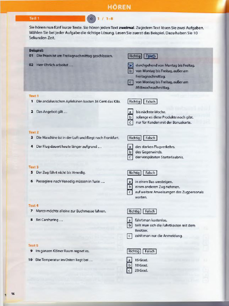HV - B1 - Modelltest 1 | PDF