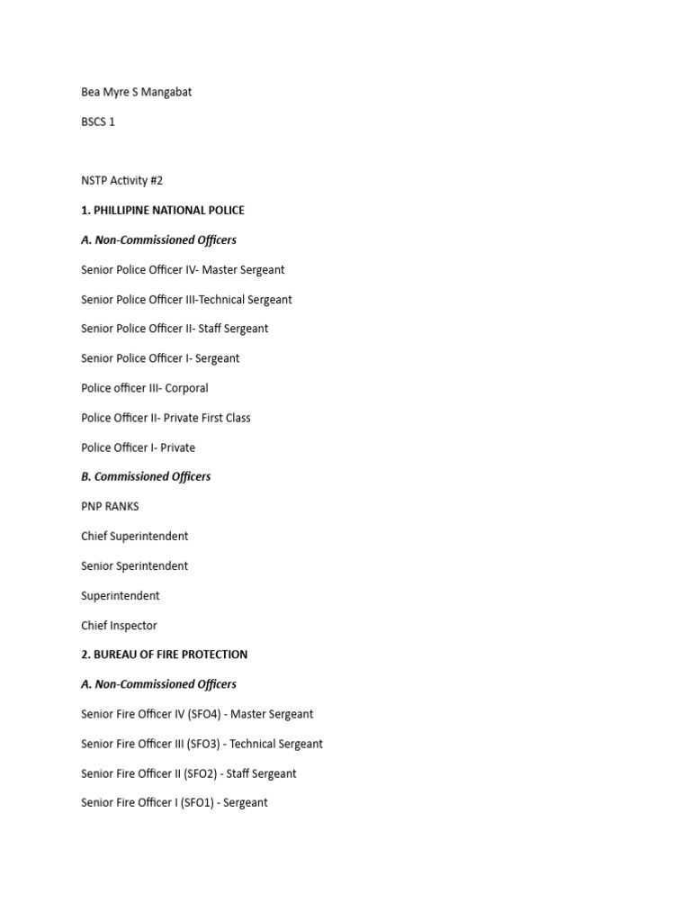 Philippine Military and Police Ranks Guide | PDF | Sergeant | Non ...