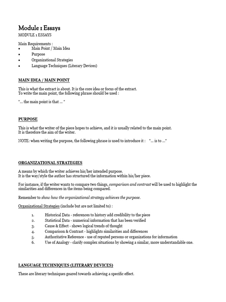 Module 1 Essay Handout | PDF | Essays