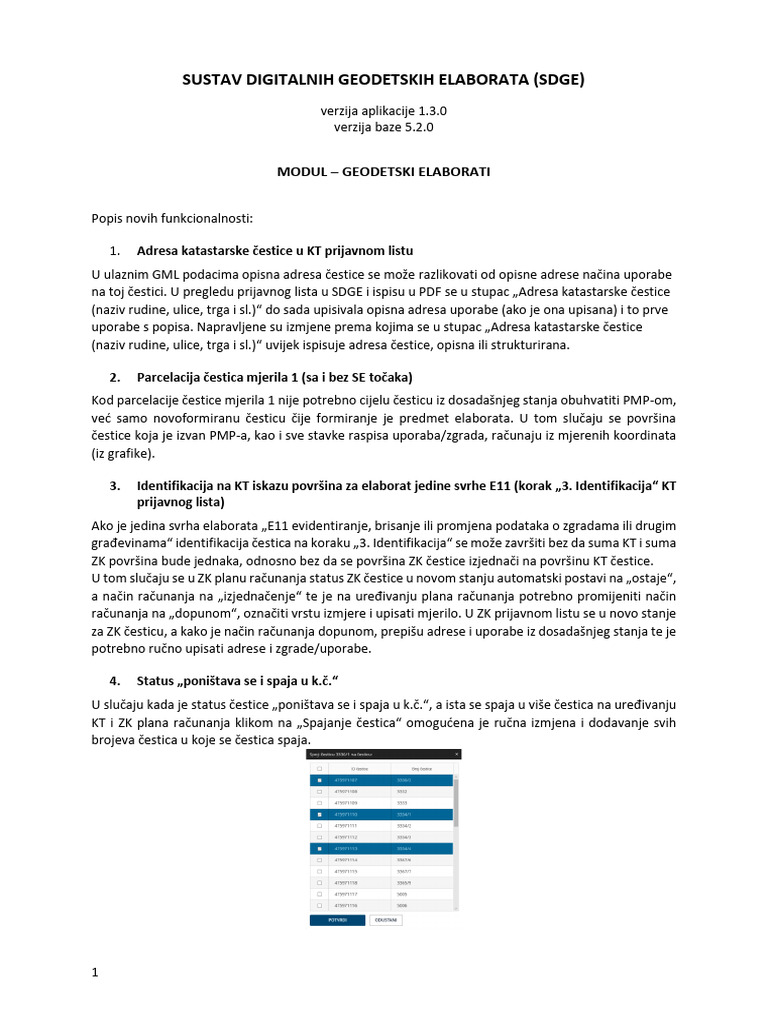 Izmjene U Verziji 1.3.0 - Geodetski Elaborati | PDF