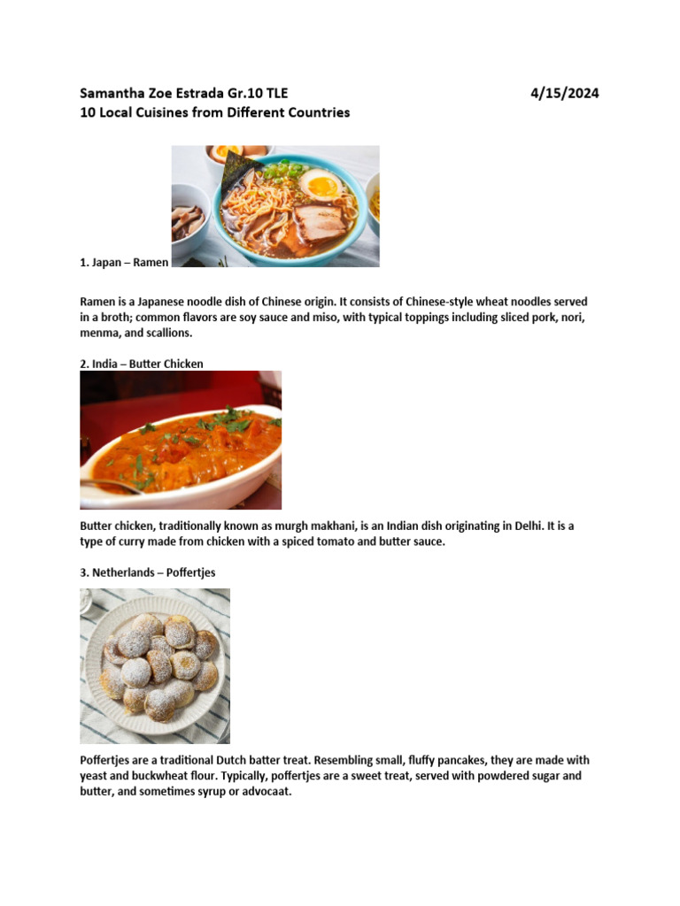 10 Local Cuisines From Different Countries gr.10 | PDF | Lamb And ...