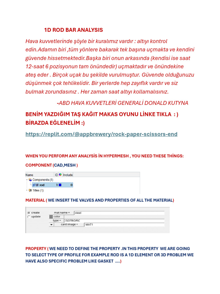 1D Rod Bar Analysis: When You Perform Any Analysis İn Hypermesh, You ...