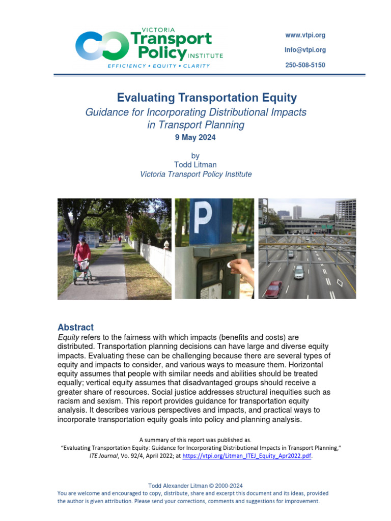 Evaluating Transportation Equity | PDF | Transport | Public Transport