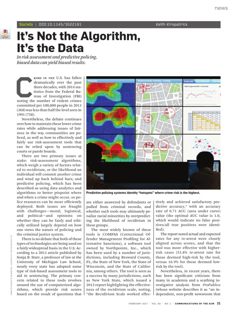It's Not The Algorithm, It's The Data: in Risk Assessment and ...