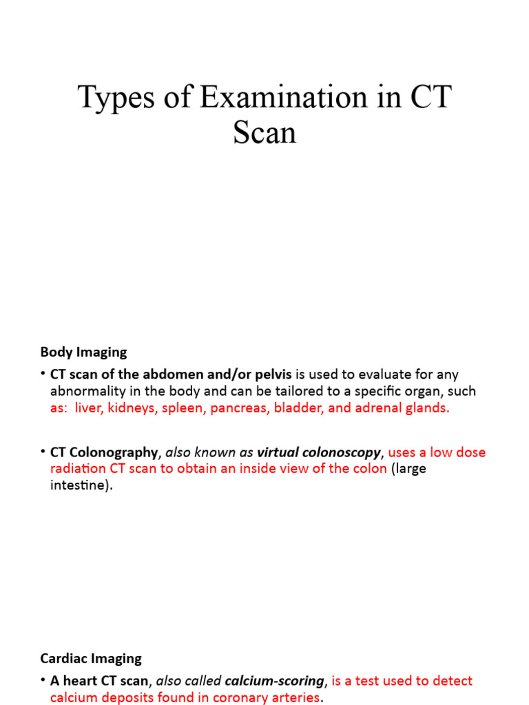 Types of Examination in CT Scan | Download Free PDF | Ct Scan | Biopsy