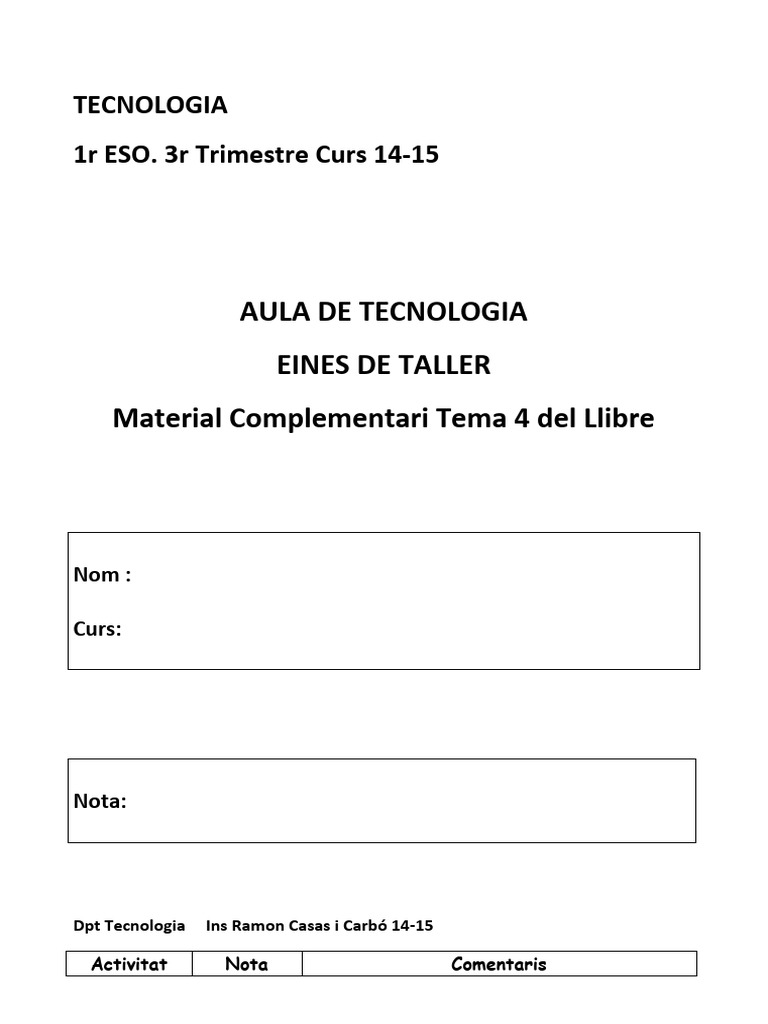 Eines de Taller - Dossier | PDF