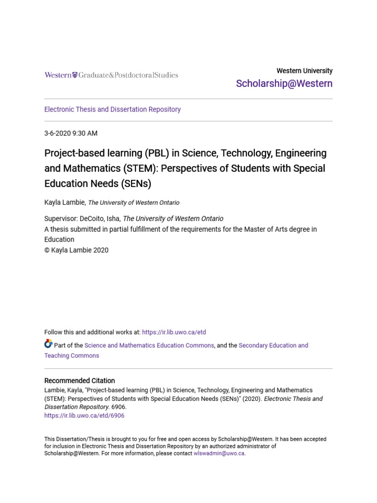 Project-Based Learning (PBL) in Science Technology Engineering | PDF ...