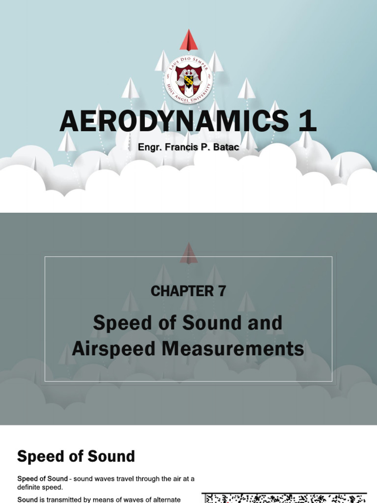 AERODYN1 Part 7 Speed of Sound and Airspeed Measurement FVPB PDF | PDF | Airspeed | Mach Number