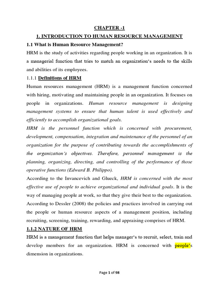 HRM Handout | PDF | Human Resource Management | Human Resources