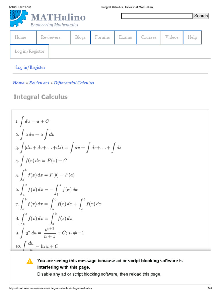 Integral Calculus - Review at MATHalino | PDF | Geometry | Mathematical ...