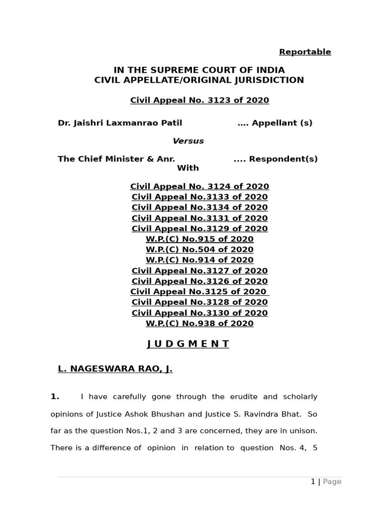 In The Supreme Court of India Civil Appellate/Original Jurisdiction ...