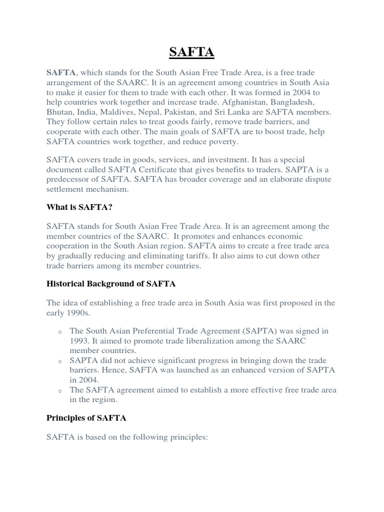 SAFTA | PDF | Economies | Trade