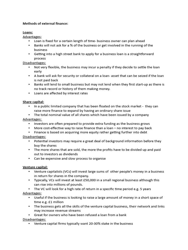 L4 - Methods of External Finance | PDF | Stocks | Corporate Finance