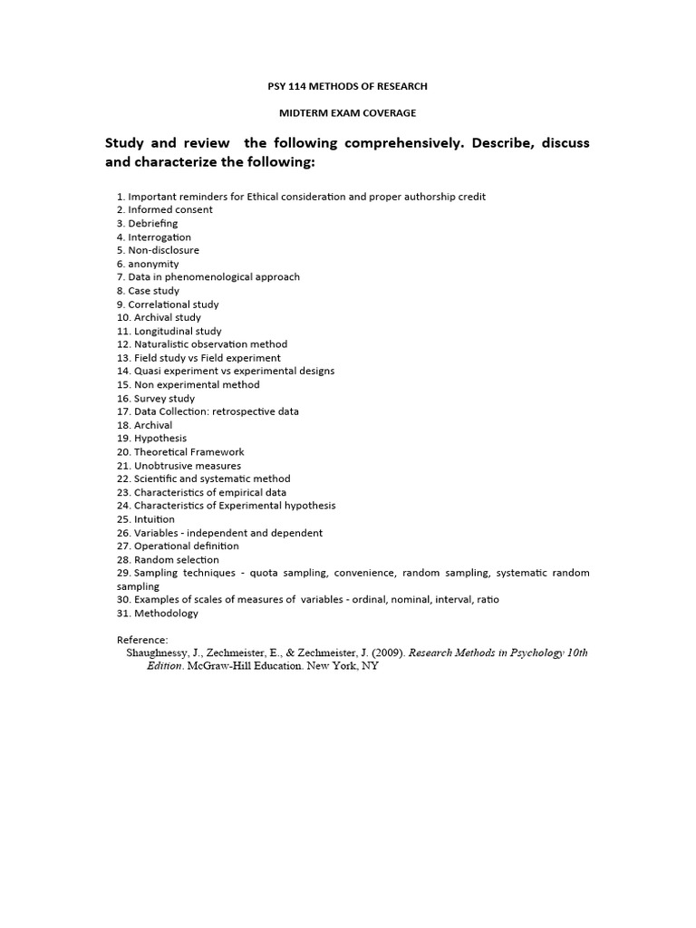 PSY 114 Midterm Exam Study Guide | PDF | Computers