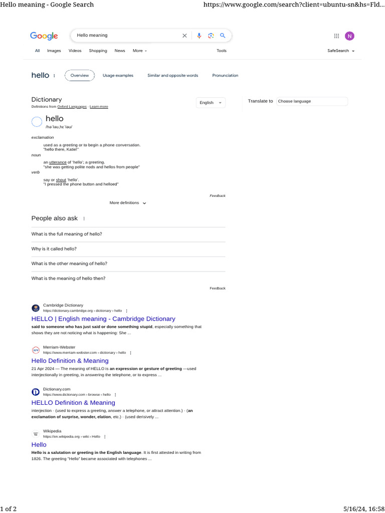 Hello Meaning - Google Search | PDF | Dictionary | Linguistics
