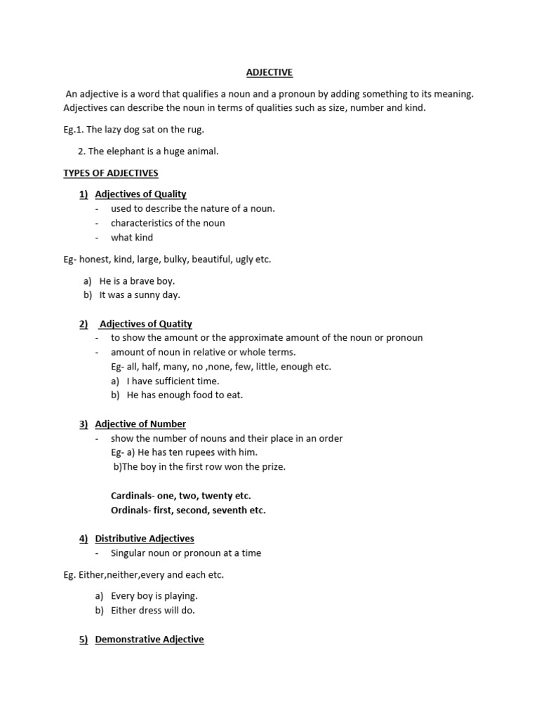 Adjective | PDF | Adjective | Noun