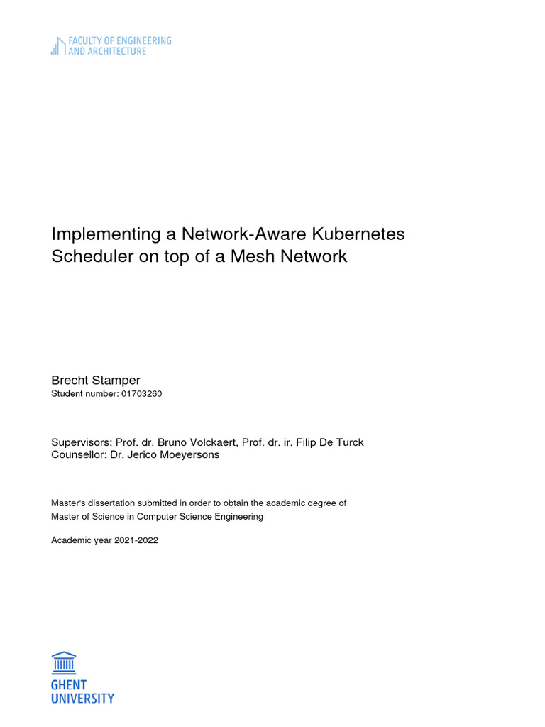 Implementing A Network-Aware Kubernetes Scheduler On Top of A Mesh ...
