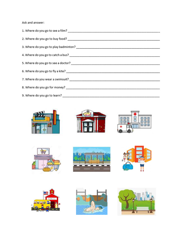 Common Places to Visit and Activities | PDF | Social Science | Self ...