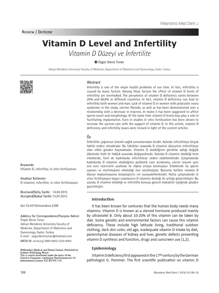 Vitamin D Level and Infertility | PDF | Polycystic Ovary Syndrome | Autoimmune Disease