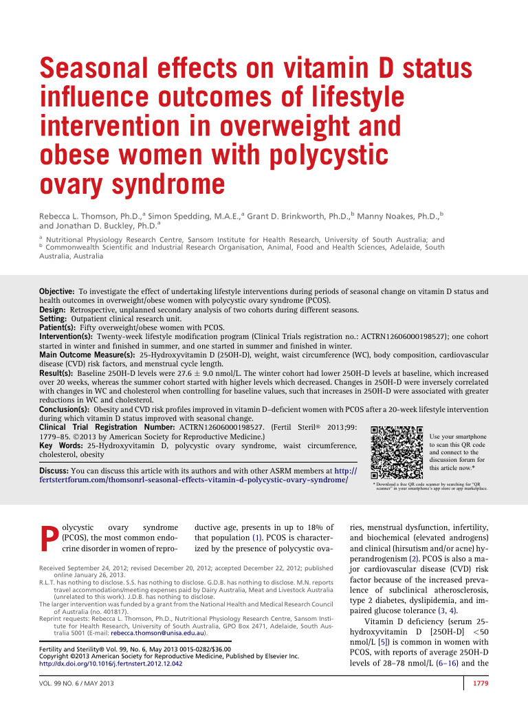 Fert Ster Seasonable Effect of Vit D | PDF | Polycystic Ovary Syndrome | Obesity