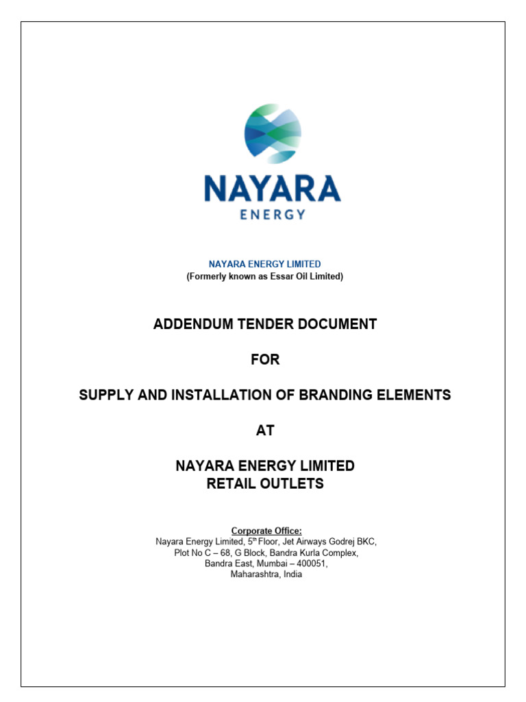 Nayara Energy Branding Tender Addendum | PDF | Screw | Structural Steel