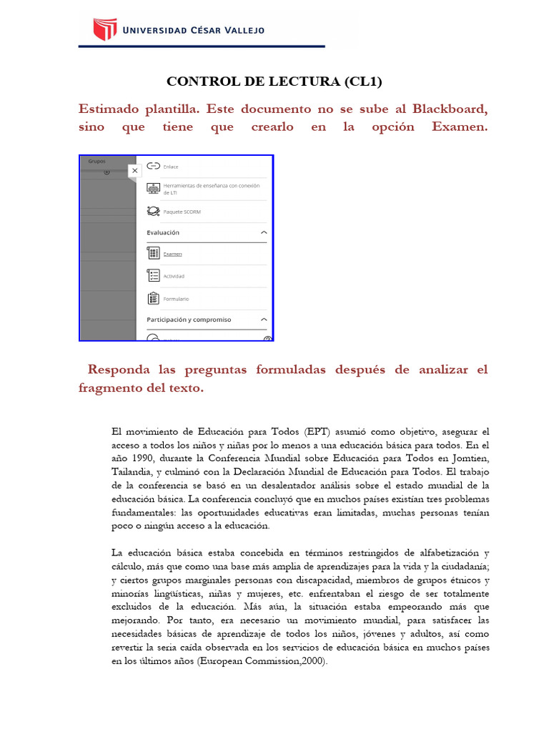 Control de Lectura Cl1 | PDF | Unesco | Enseñando