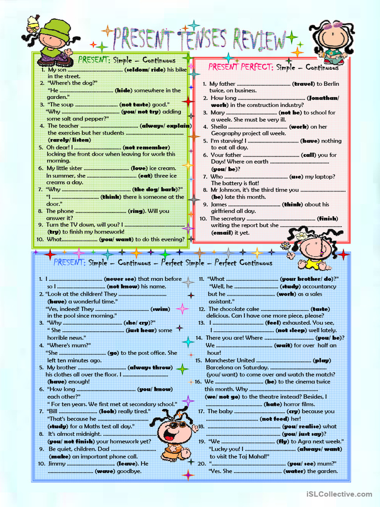 Present Tenses + Odpowiedzi | PDF