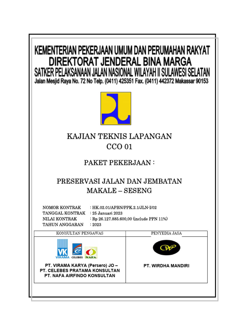 Kajian Teknis Lapangan Cco 01 Ok Banget | PDF | Teknologi & Rekayasa