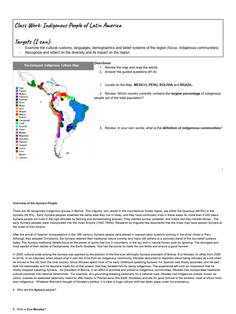 UPDATE+2024+Class+Work +Indigenous+People+of+Latin+America+ (HN) | PDF ...