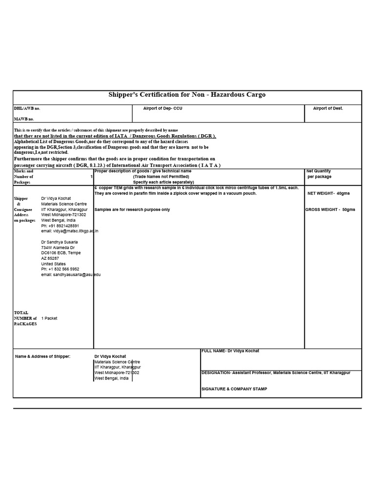 DHL NEW Non DG FORMAT | PDF | Dangerous Goods | Supply Chain Management