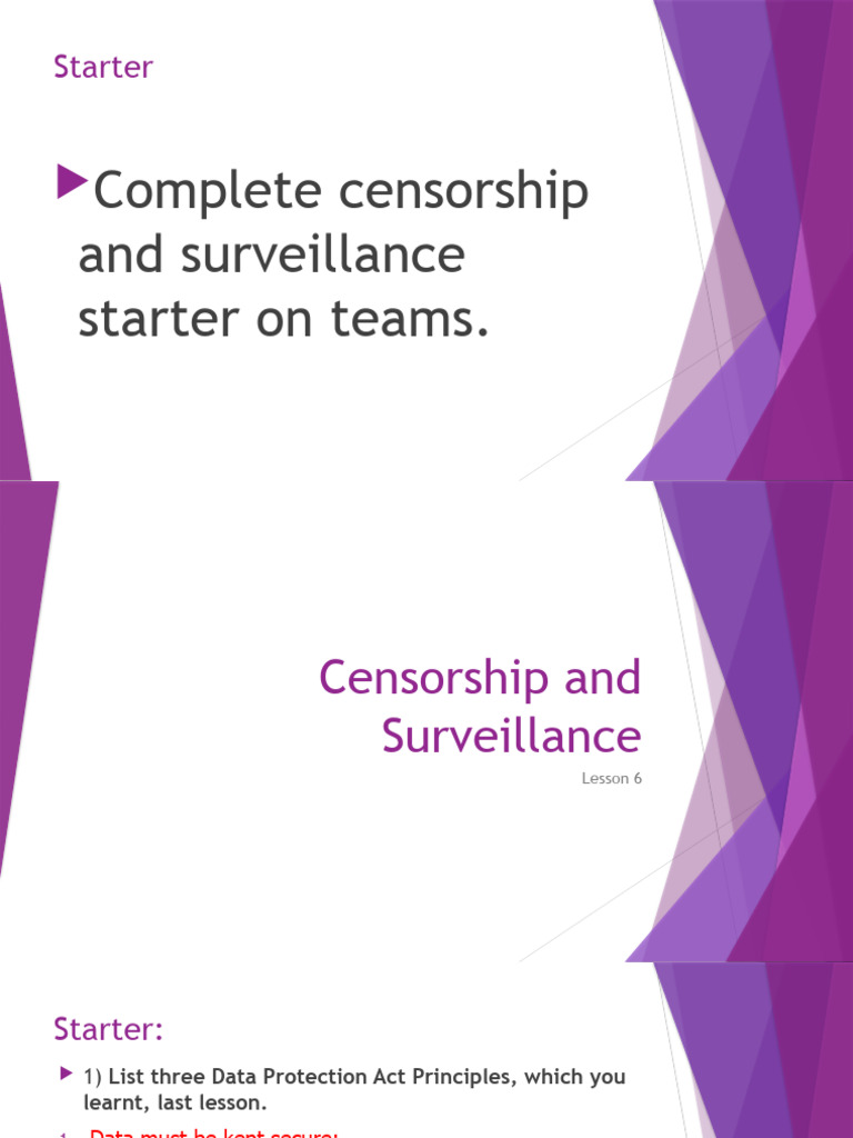 Lesson 6 Censorship and Surveillance | PDF | Surveillance | Closed ...