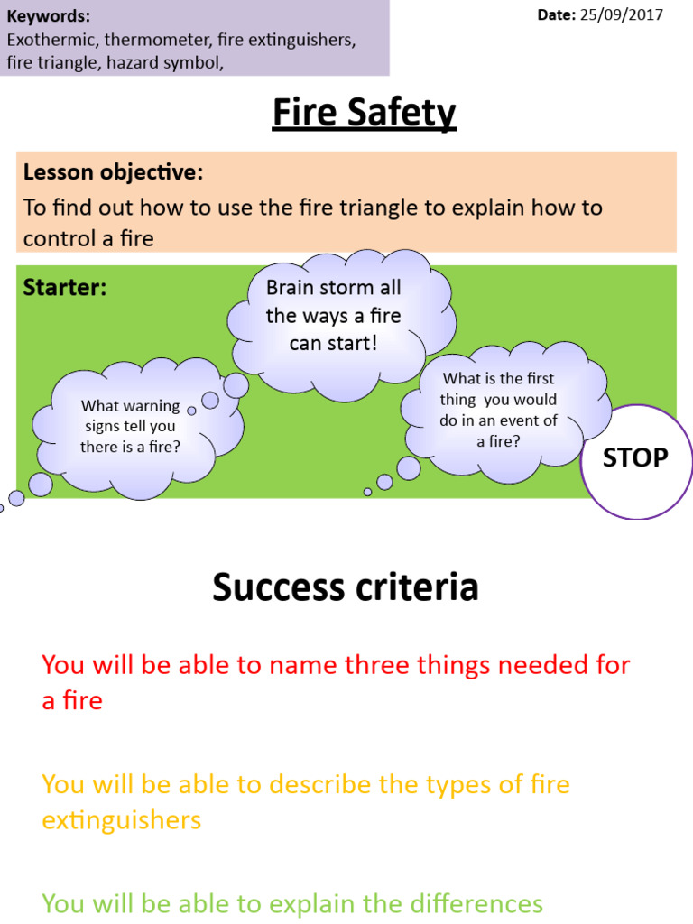 Fire Safety: Lesson Objective | PDF | Fires | Chemical Process Engineering