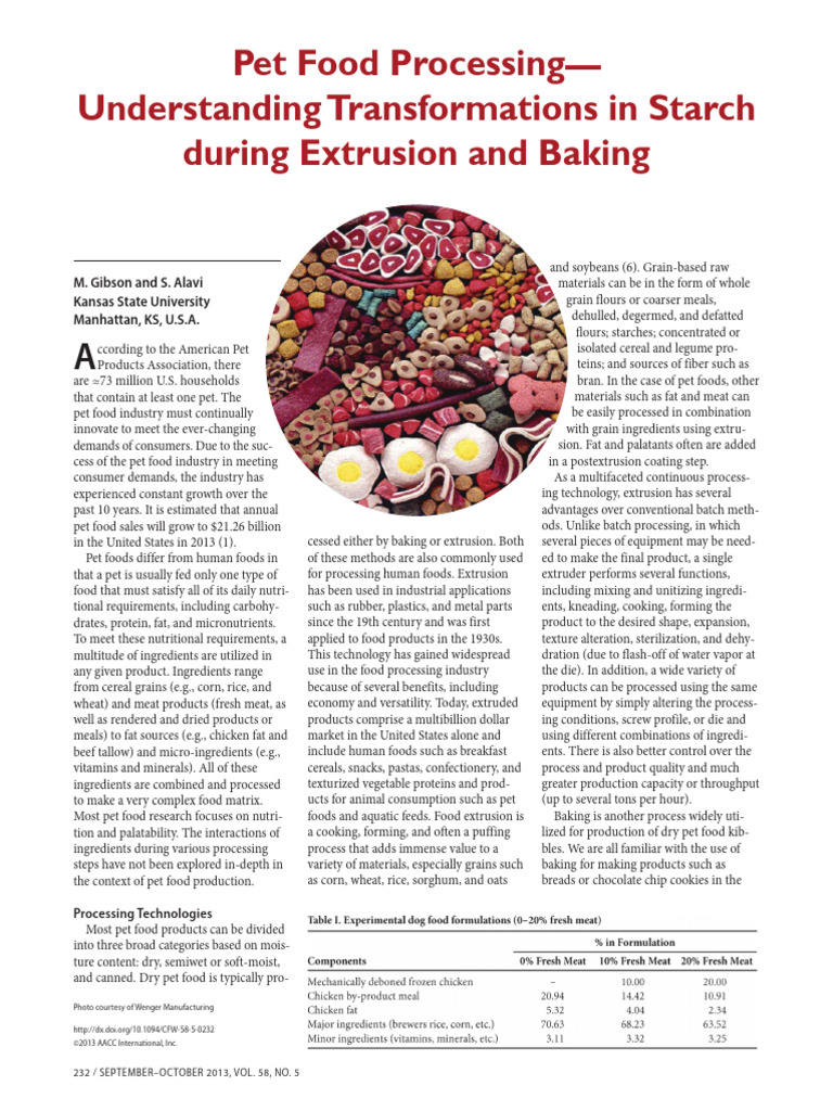 Pet Food Processing - Understanding Transformations in Starch During Extrusion and Baking | PDF ...