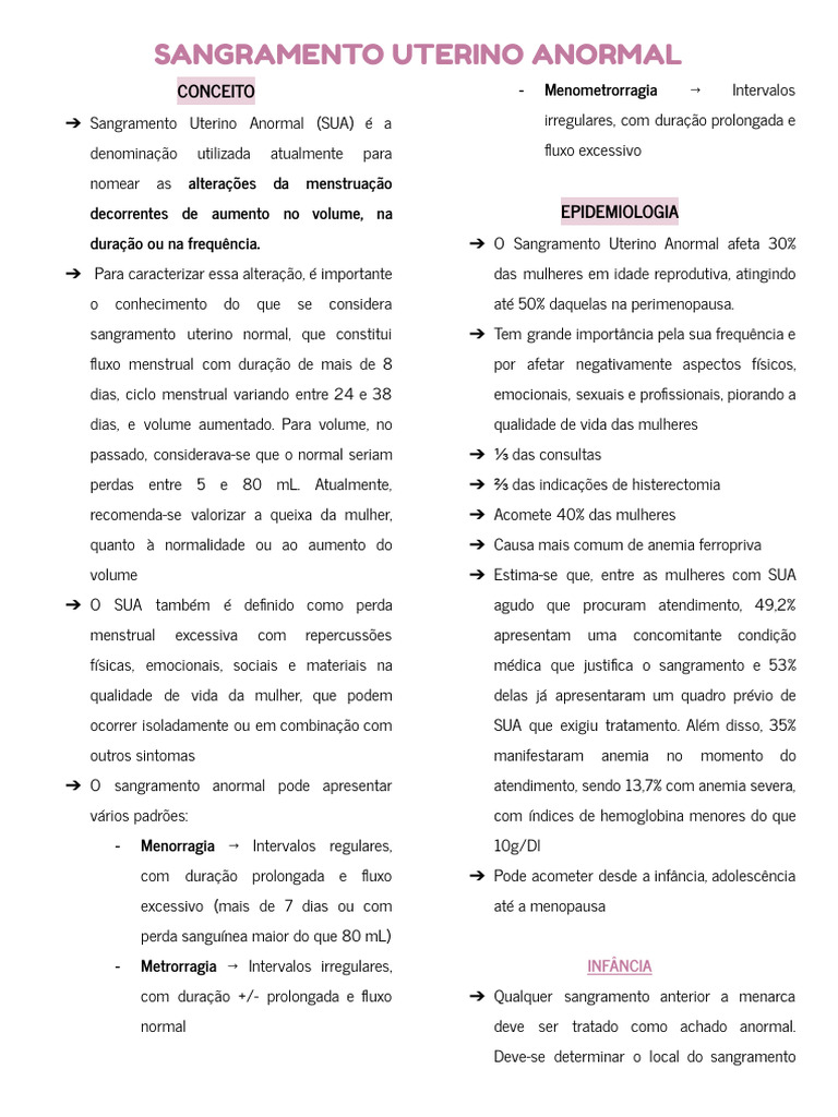 Sangramento Uterino Anormal: Causas e Sintomas | PDF | Menstruação ...